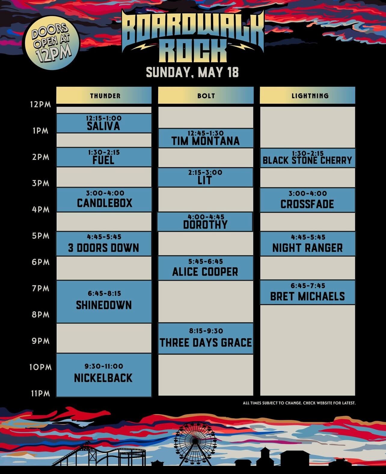 Boardwalk Rock Lineup Schedules Announced - OCMDHotels