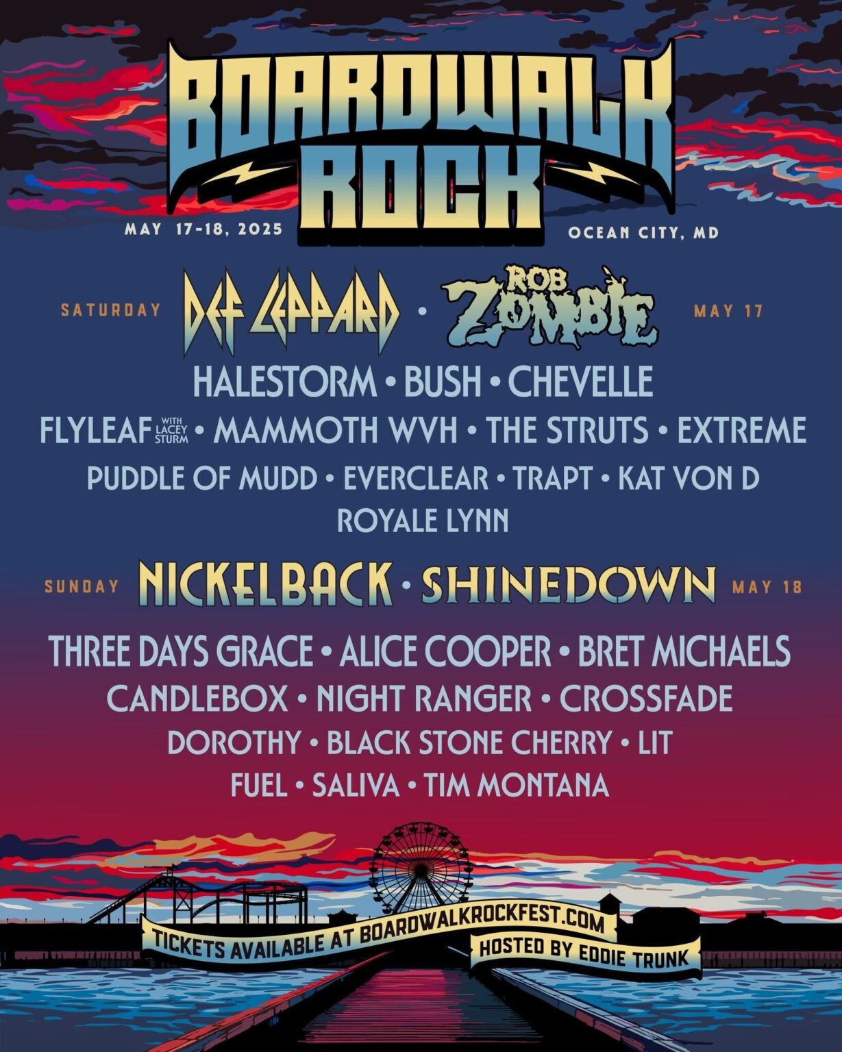 Updated Boardwalk Rock Lineup - OCMDHotels